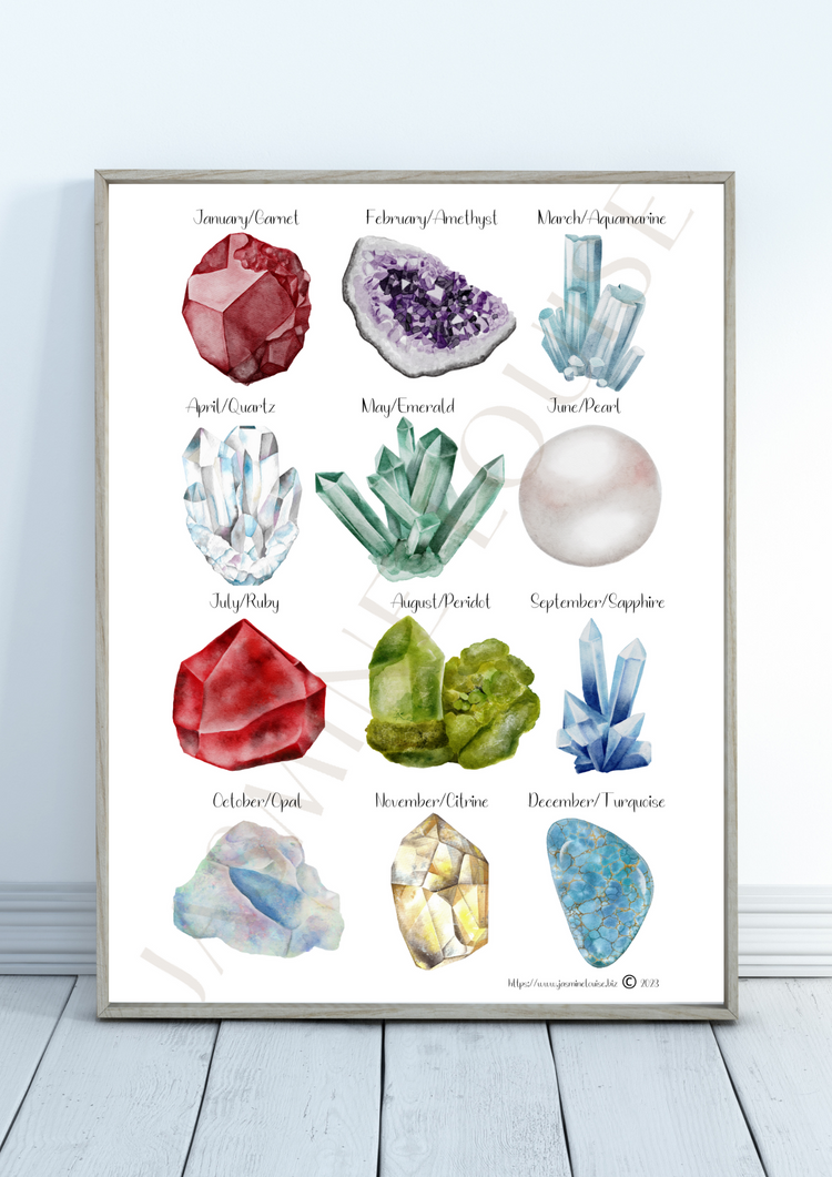 Watercolour Crystal Birthstone - LOVE STORY Print – Jasmine Louise